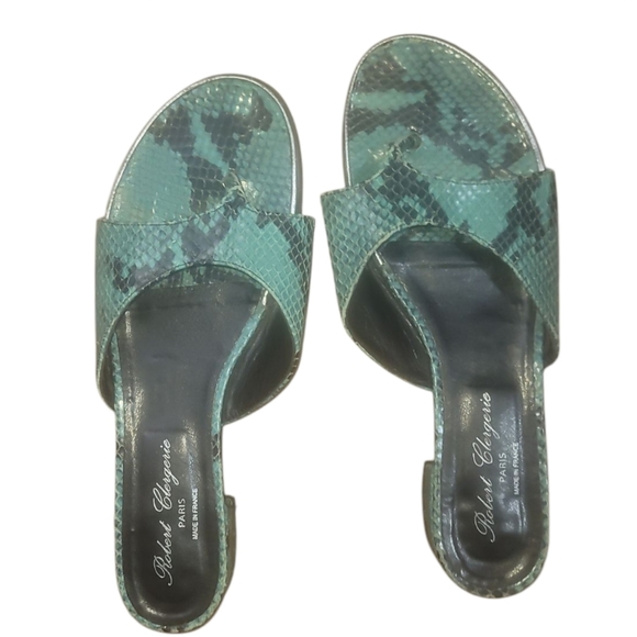 Robert Clergerie | Shoes | Robert Clergerie Green Black Snakeskin Thong ...